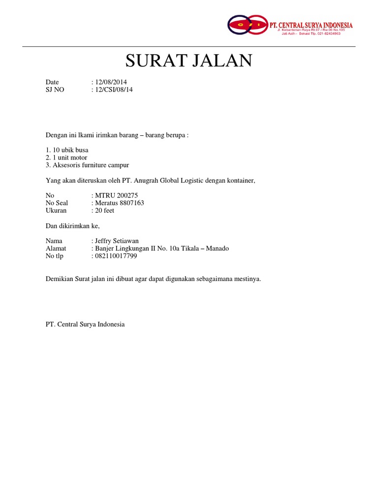 Surat Jalan | PDF