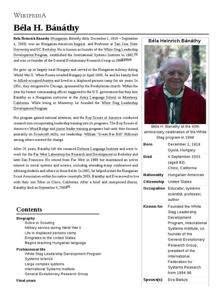 Béla H. Bánáthy | PDF | Scouting | Unrest