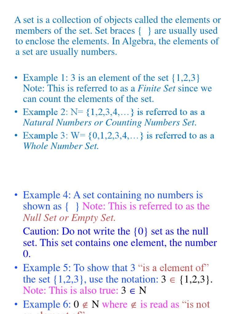 Natural Numbers or Counting Numbers Set. Whole Number Set | PDF ...