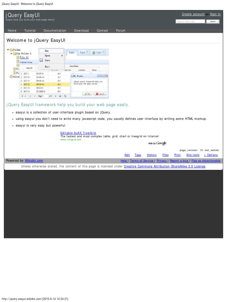 Jquery Easyui Pdf J Query Web Page 8282