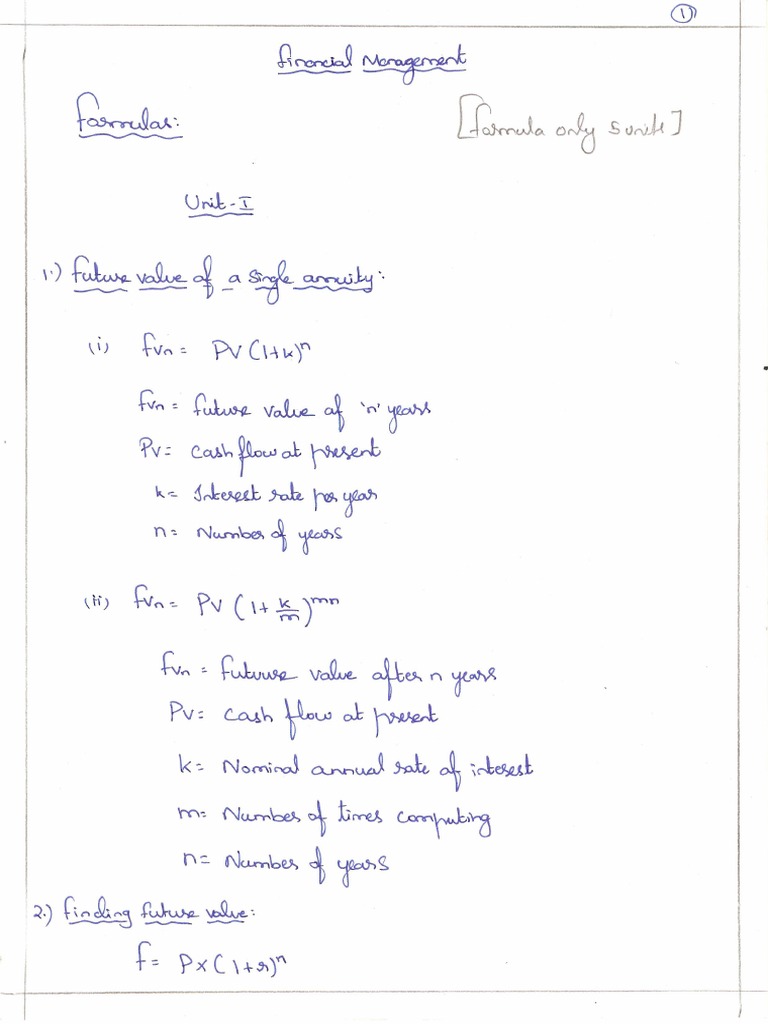 Financial Management Formulas | Educational Assessment And Evaluation ...