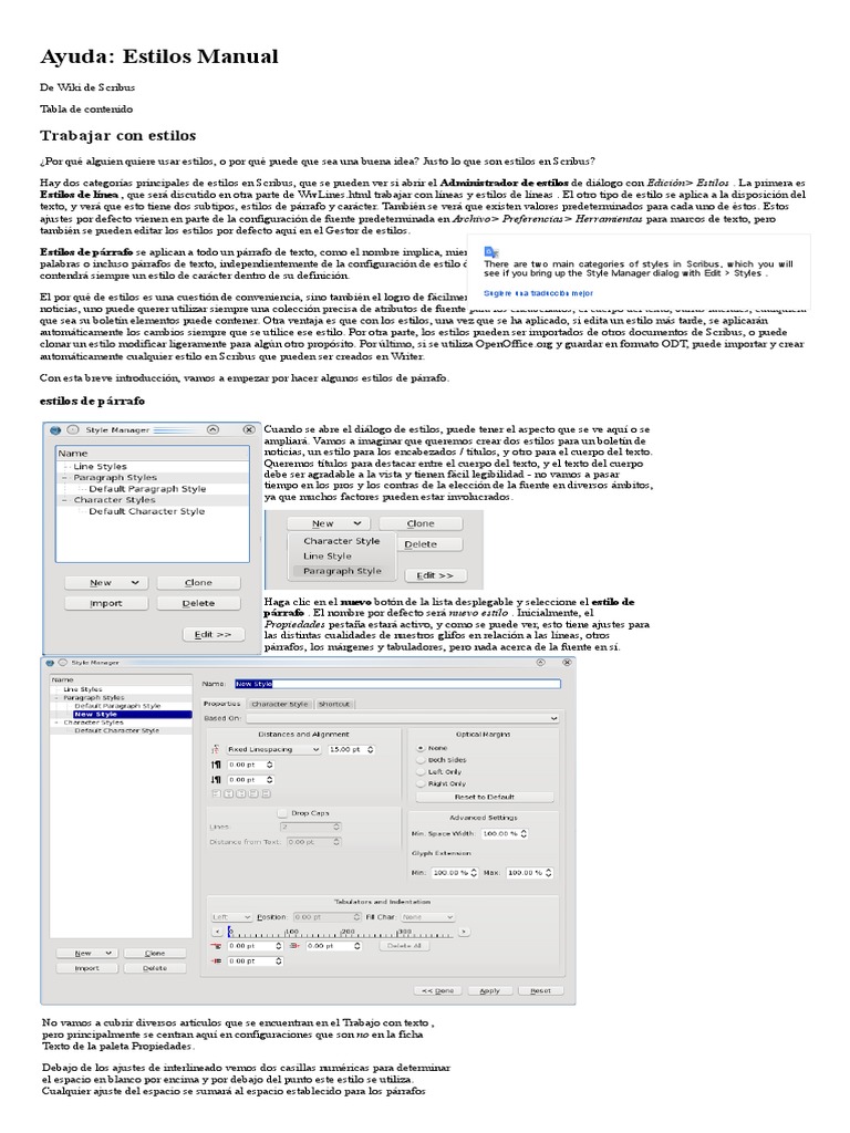 Ayuda - Estilos Manual - Scribus Wiki | PDF | Wiki | Software