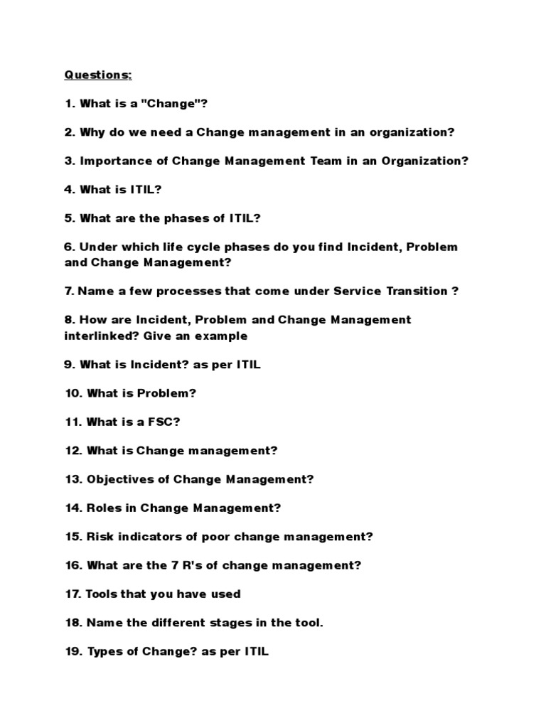 CM Questions | PDF | Change Management | Itil