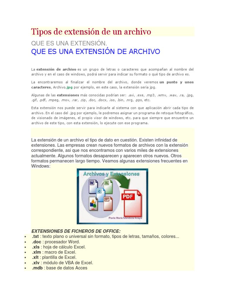 Tipos y extensiones de archivos más comunes | PDF | Archivo de ...