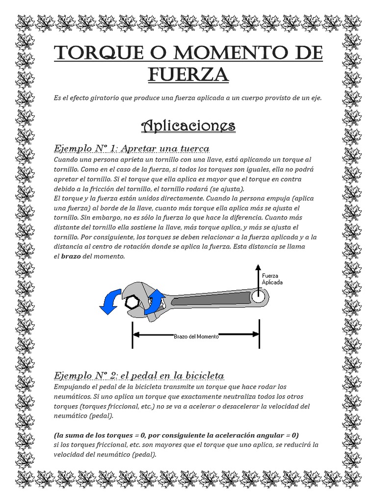 Torque o Momento de Fuerza | PDF | Esfuerzo de torsión | Ingeniería ...