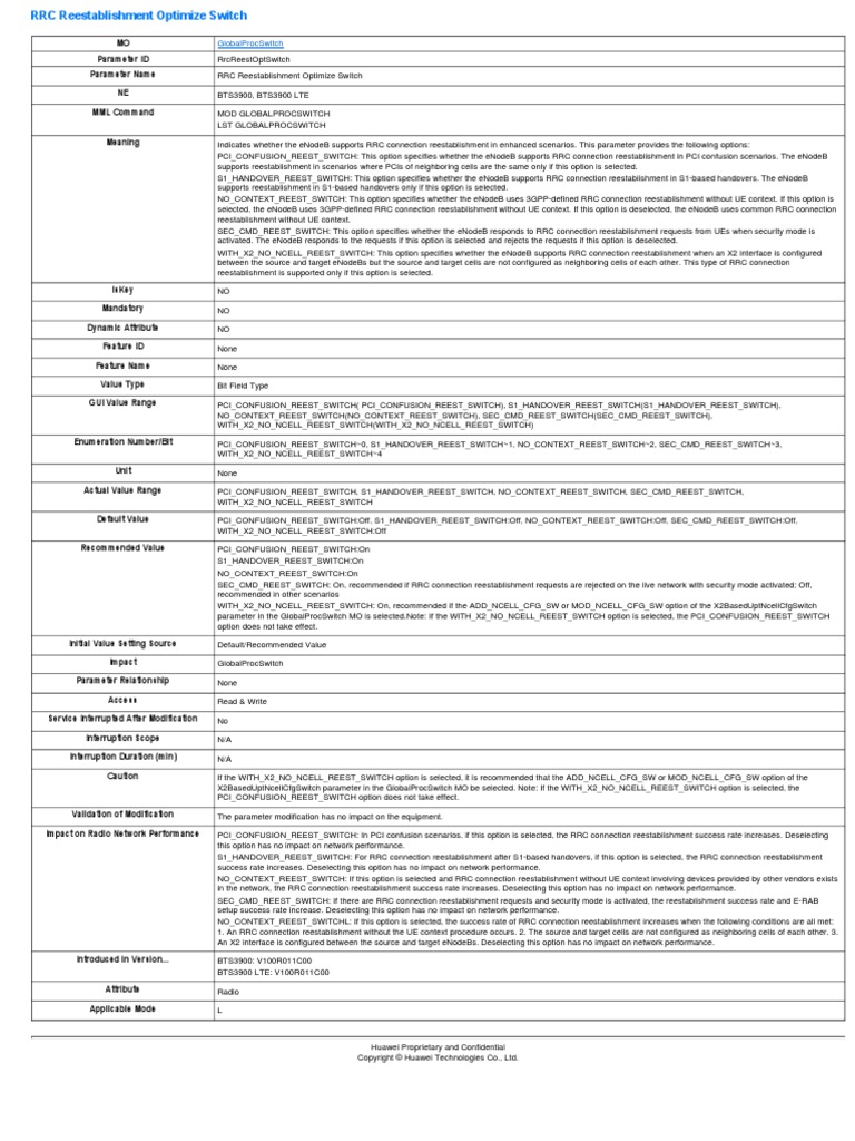RRC Reestablishment Optimize Switch | PDF | Data Transmission | Areas ...