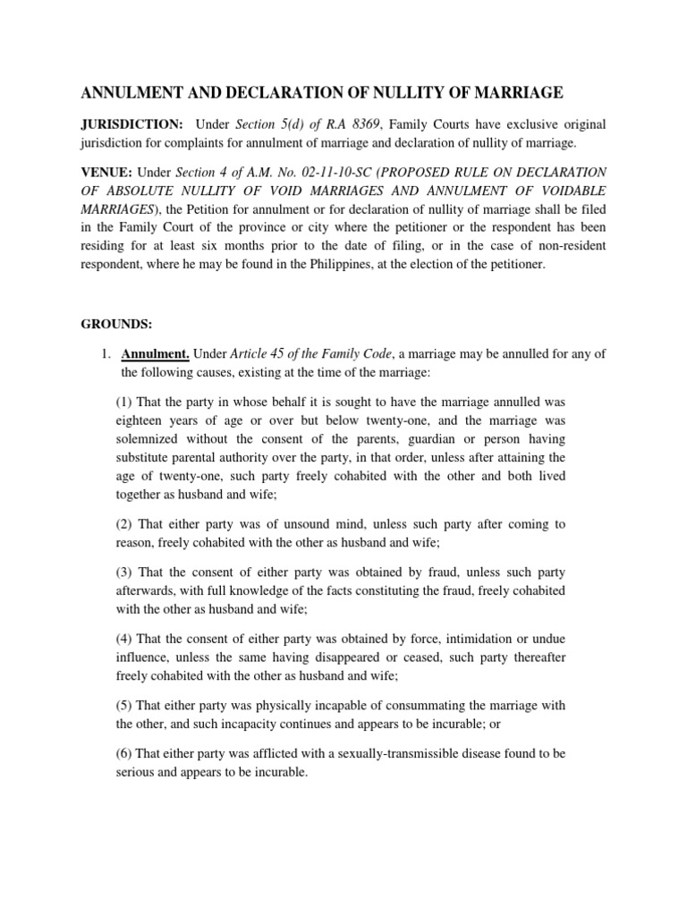 Annulment and Declaration of Nullity of Marriage | PDF | Annulment ...