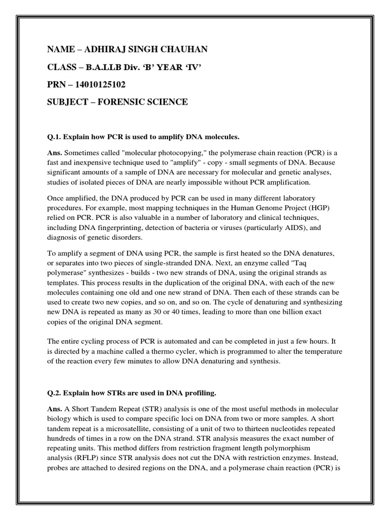 Forensic Science | PDF | Microsatellite | Polymerase Chain Reaction