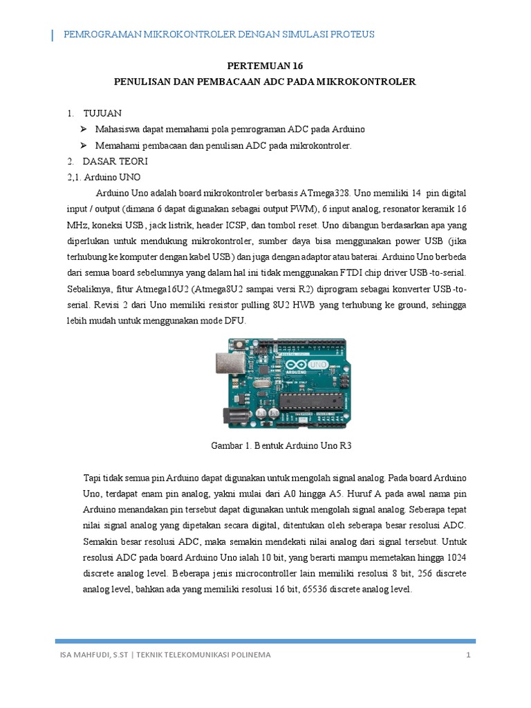 Pemrograman ADC Arduino di Proteus | PDF