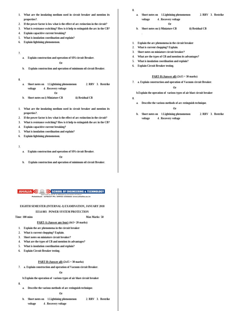 Power System Protection QP | PDF | Insulator (Electricity) | Electric Arc