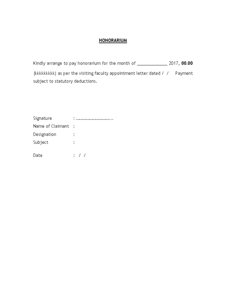 Honorarium Payment Request Form | PDF | Government Finances | Payments