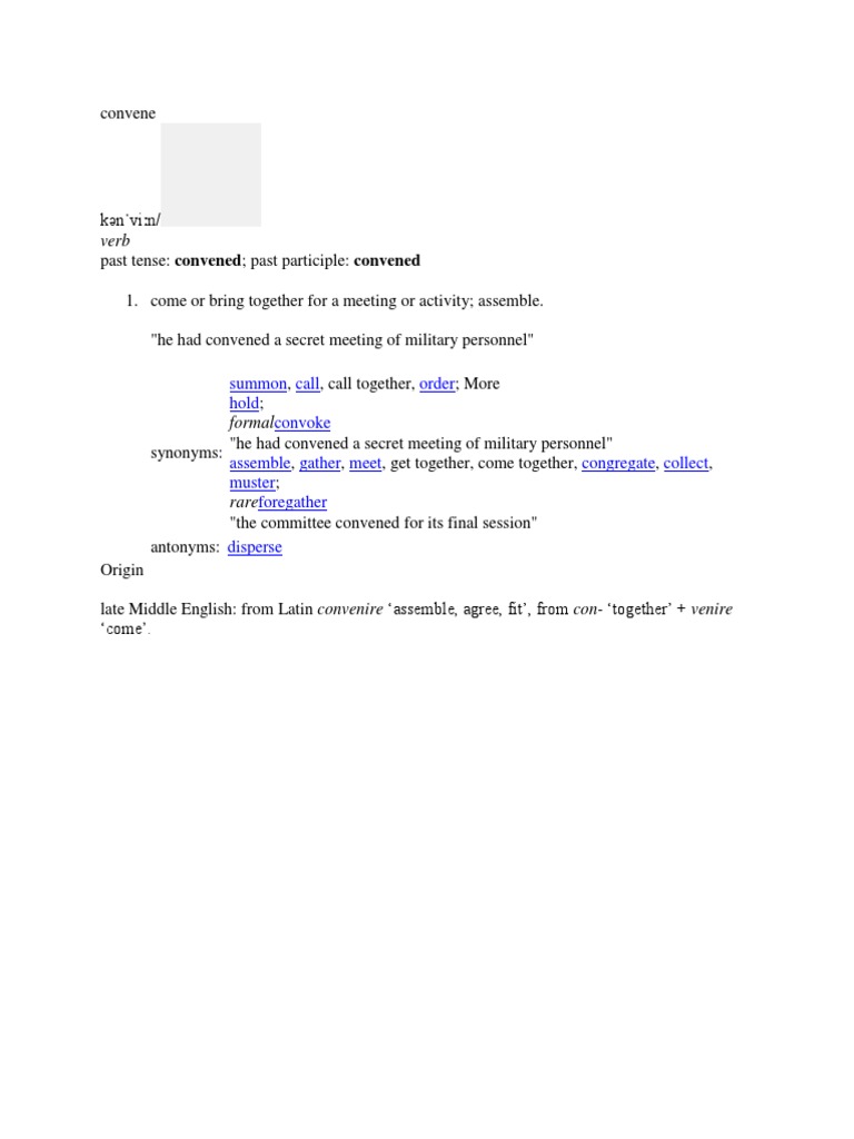 Summon Call Order Hold Convoke Assemble Gather Meet Congregate Collect ...