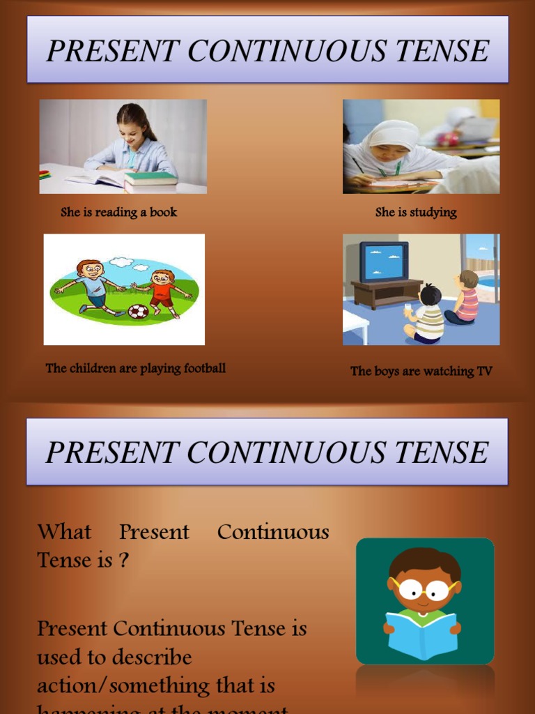 Present Continuous Tense: She Is Reading A Book She Is Studying | PDF ...