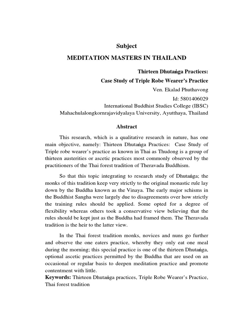 Thirteen Dhuta Ga Practices (Full Article By. Phodhi) | PDF | Religious ...