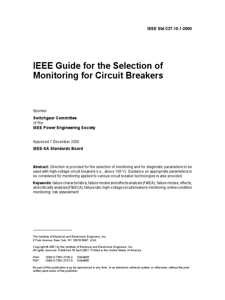 IEEE STD C37.10.1-2000 PDF | Download Free PDF | Electrical Substation | Reliability Engineering
