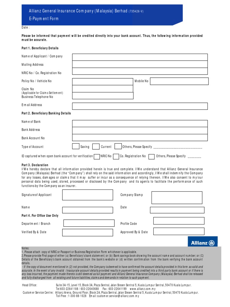 E Payment Form | PDF | Insurance | Banks
