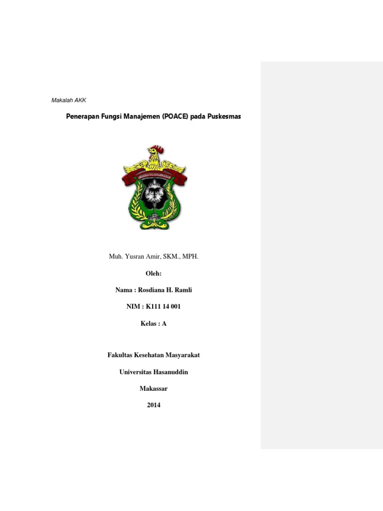 Penerapan Fungsi Manajemen POACE Pada Pu | PDF