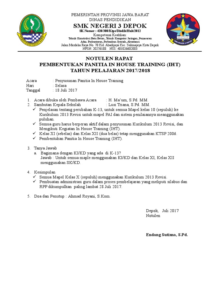 Notulen IHT 17 | PDF