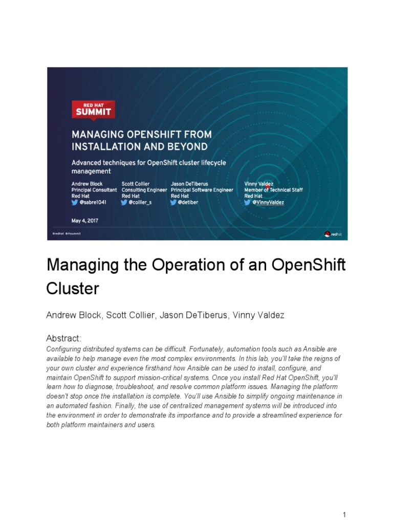 Managing OpenShift Clusters with Ansible Tower: An Introduction to ...