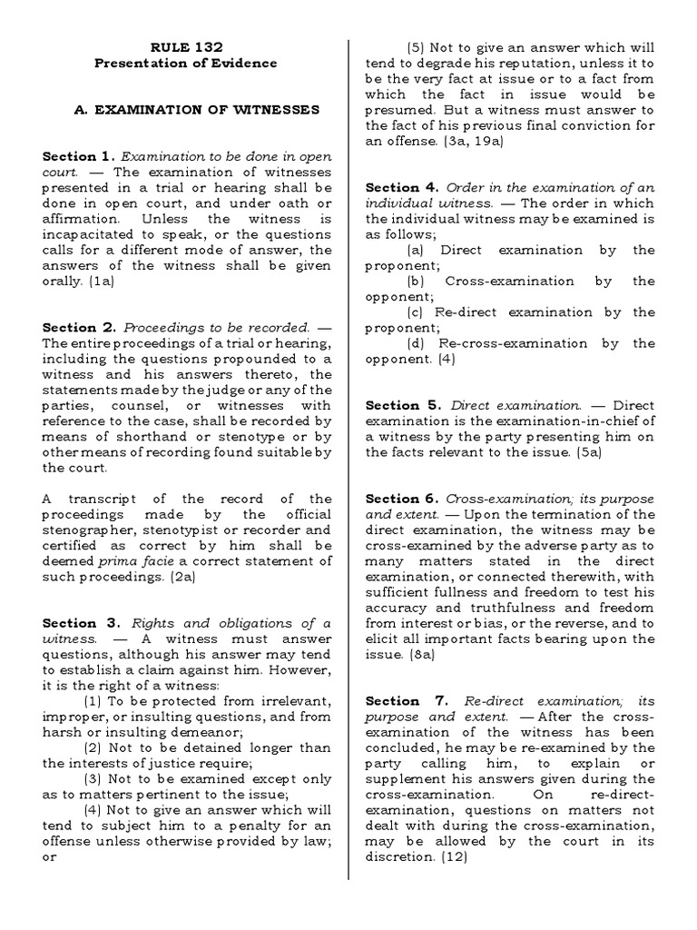 Court. - The Examination of Witnesses Individual Witness. - The Order ...