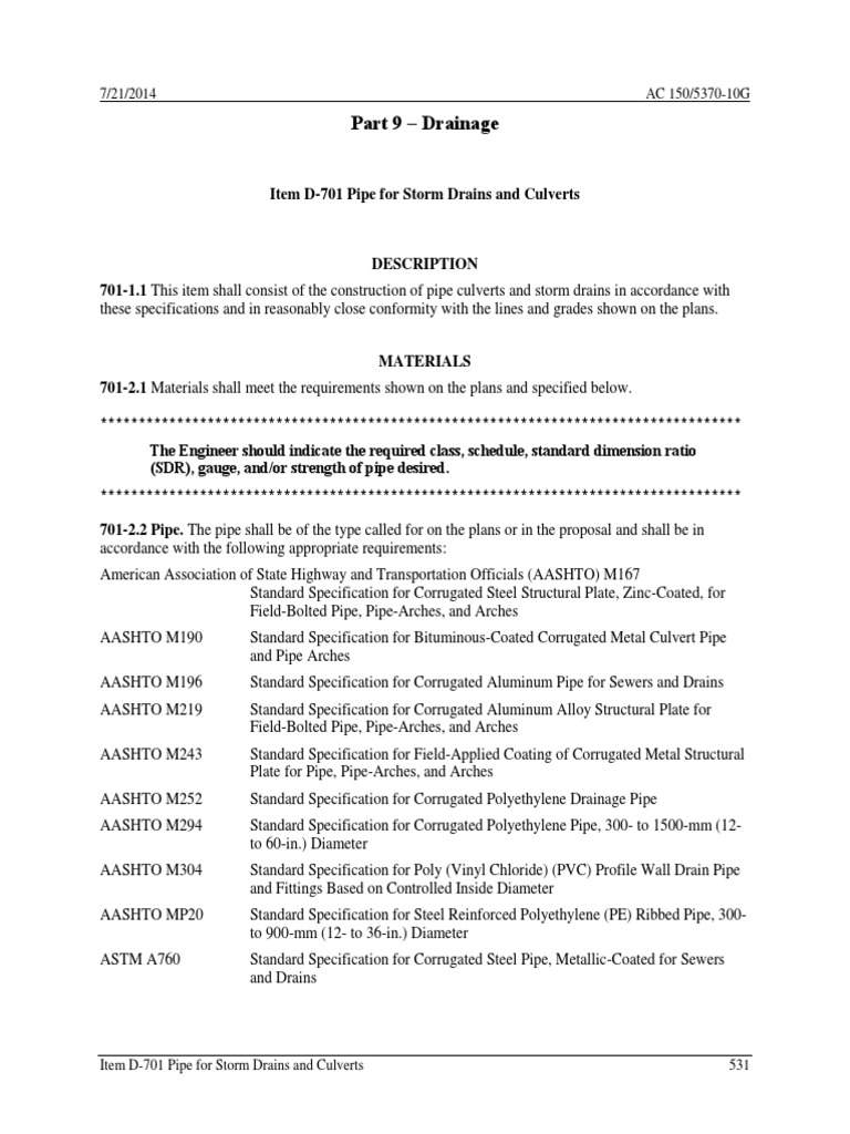 AC 150 5370 10G Part 9 | PDF | Polyvinyl Chloride | Pipe (Fluid Conveyance)