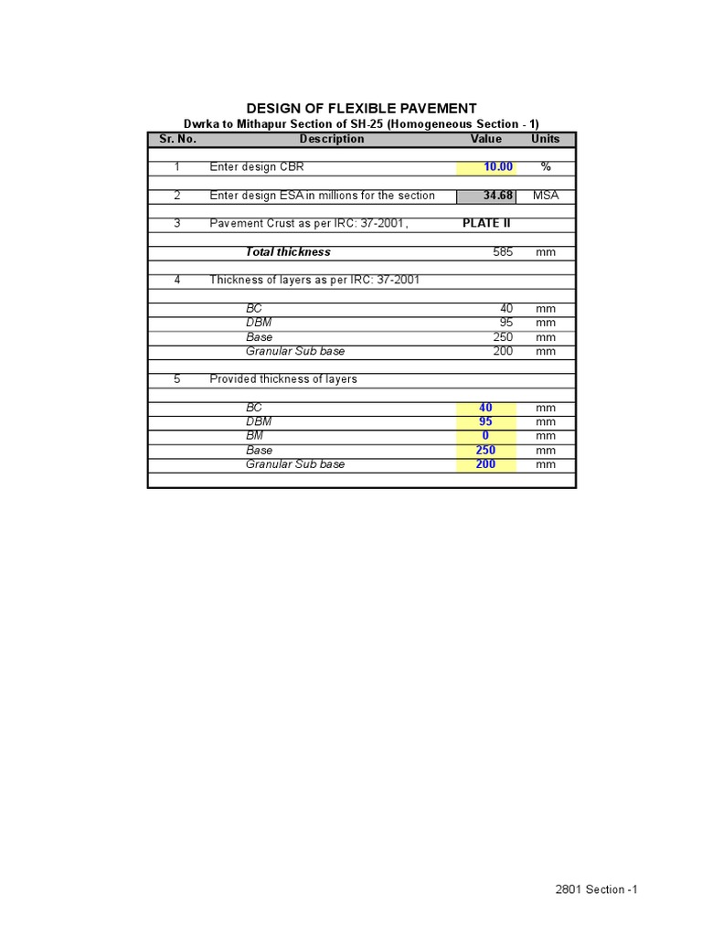 Pavement Design Sheet | PDF