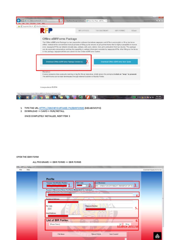 eBIR Forms 2551M Submission Guide | PDF