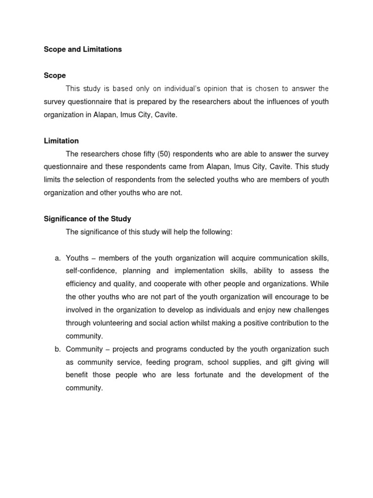 Scope and Limitations | PDF