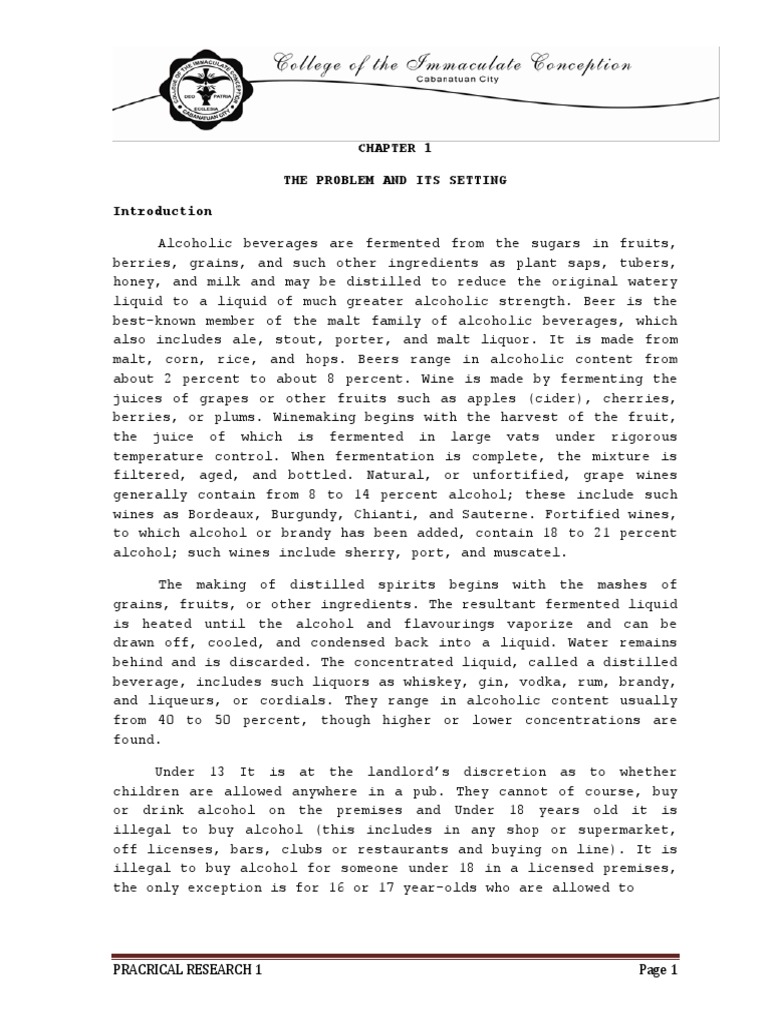 The Problem and Its Setting | PDF | Alcoholic Drinks | Brewing