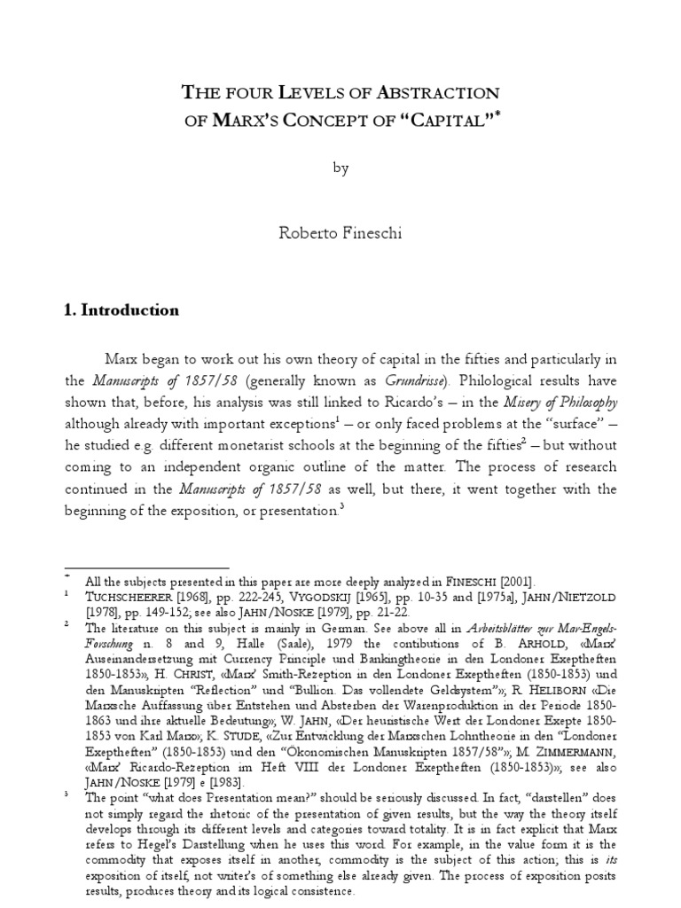 Marx's Four Levels of Capital Abstraction | PDF | Capital (Economics ...
