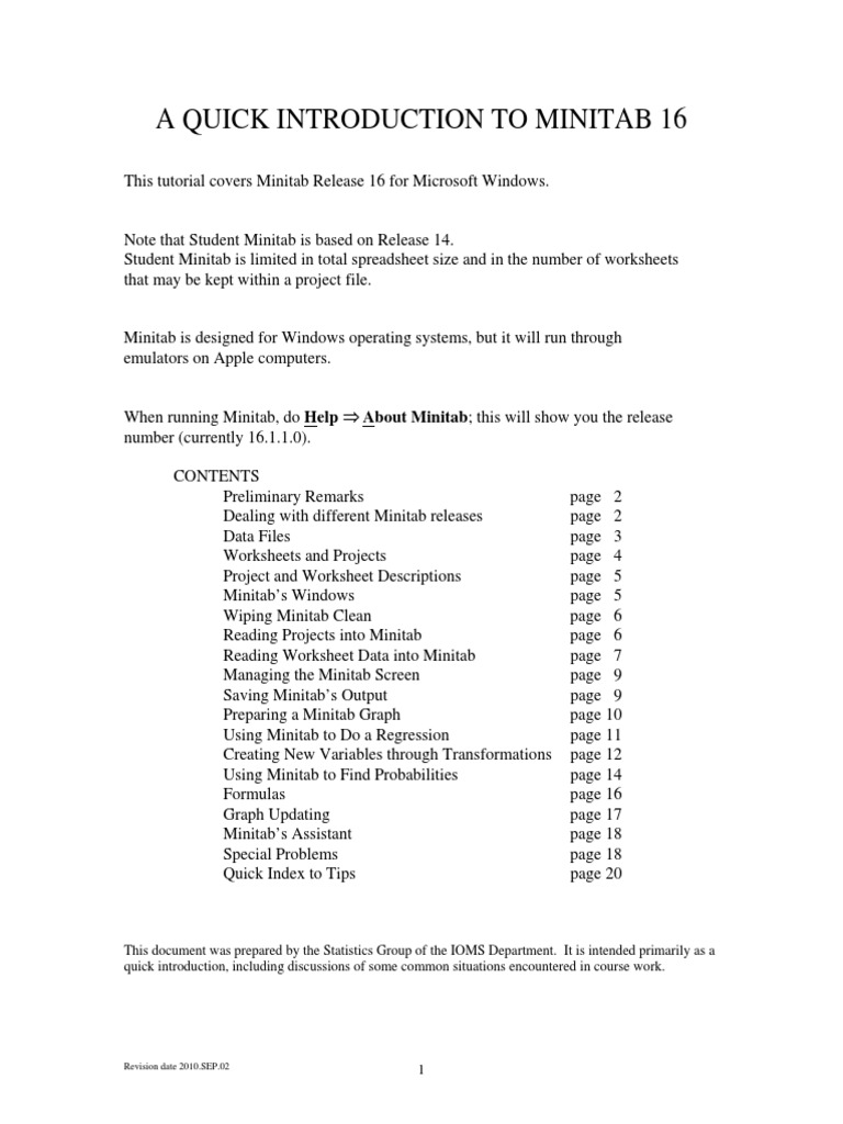 Minitab Release16 Tutorial PDF | PDF | Text File | Icon (Computing)