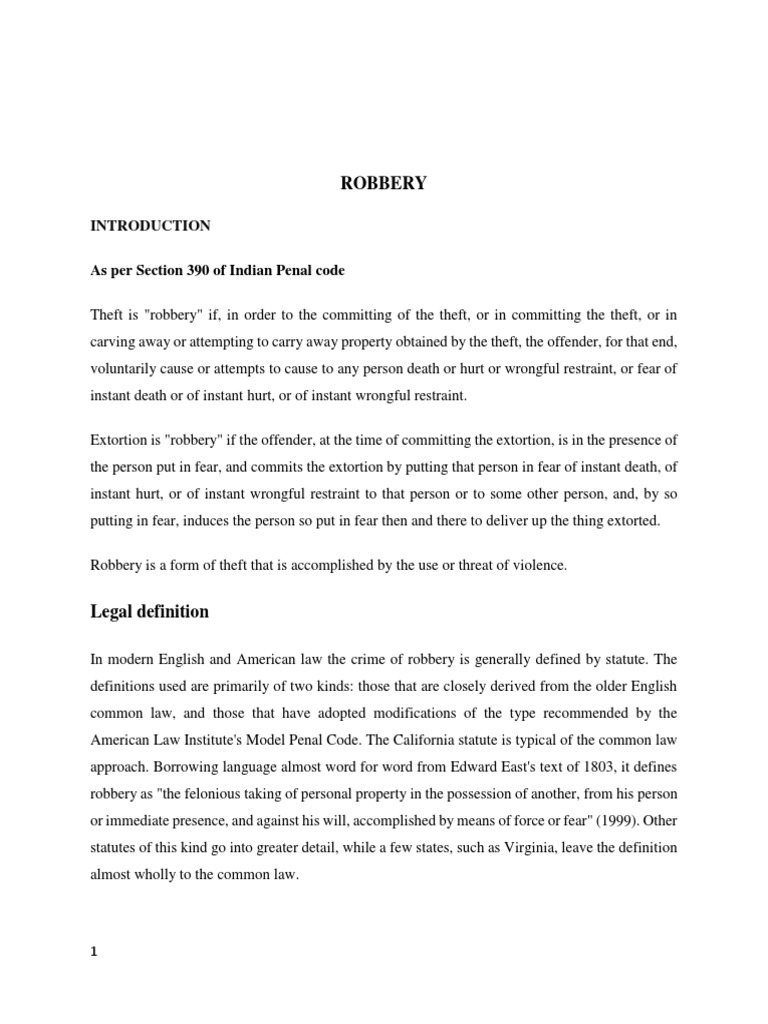Robbery | PDF | Burglary | Robbery