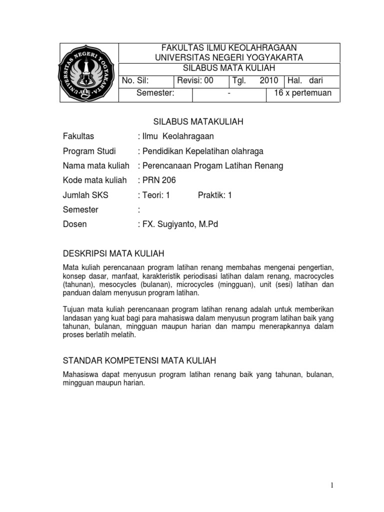 Perencanaan Program Latihan Renang | PDF