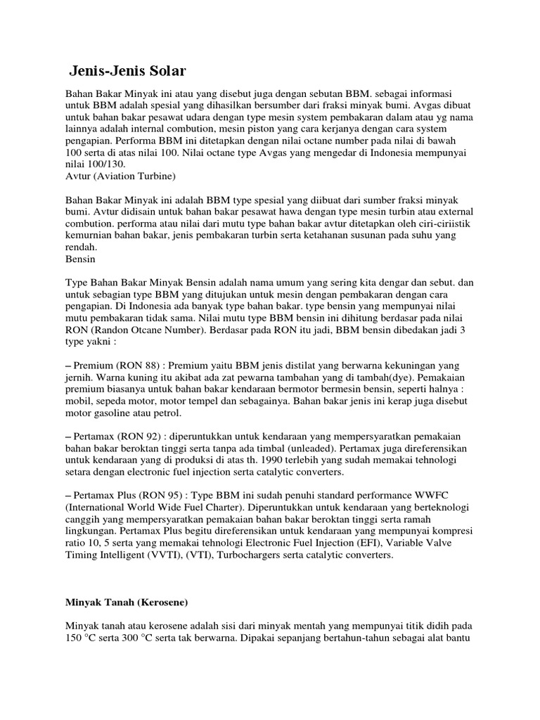 Jenis Jenis Solar | PDF