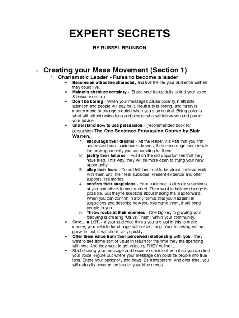 Expert Secrets | PDF | Persuasion | Plot (Narrative)