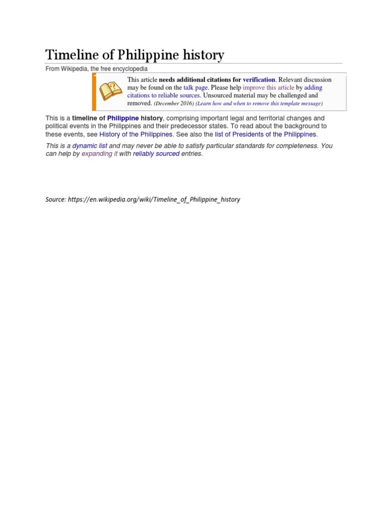 Timeline of Philippine-From Wikipedia | PDF