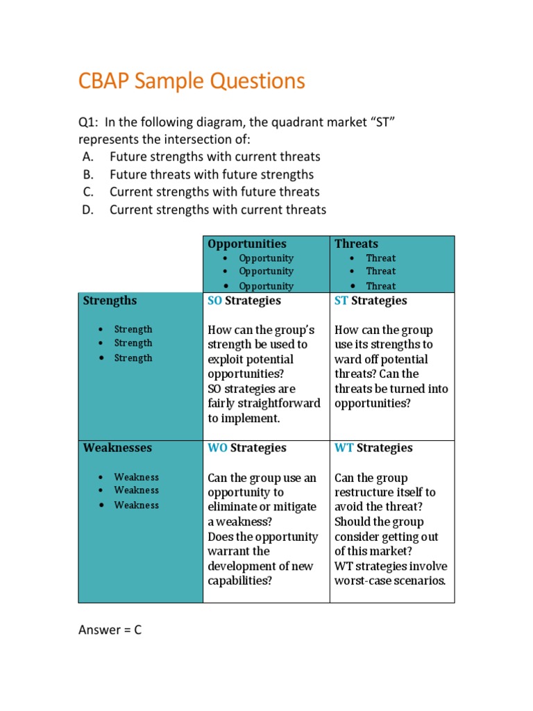 Cbap Sample Questions PDF | PDF | Use Case | Intelligence Analysis