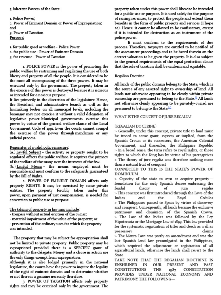 3 Inherent Powers of the State: Police Power, Eminent Domain, and ...