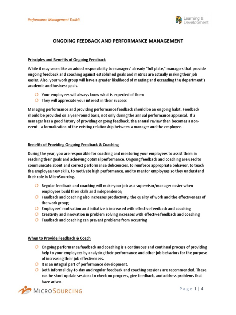 Ongoing Feedback and Performance Management | Performance Appraisal ...