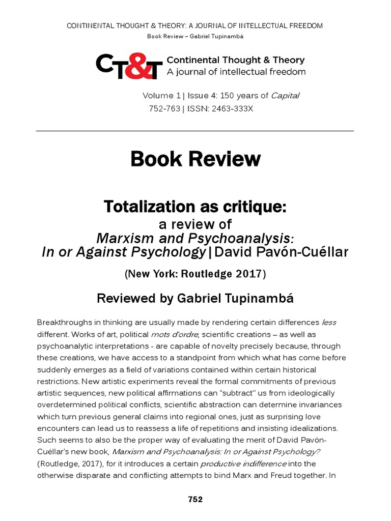 Totalization As Critique A Review of Marx | PDF | Marxism | Psychoanalysis