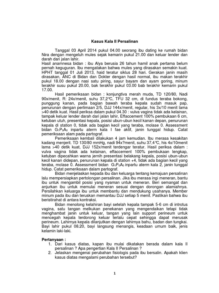 Kasus Kala II-Persalinan | PDF
