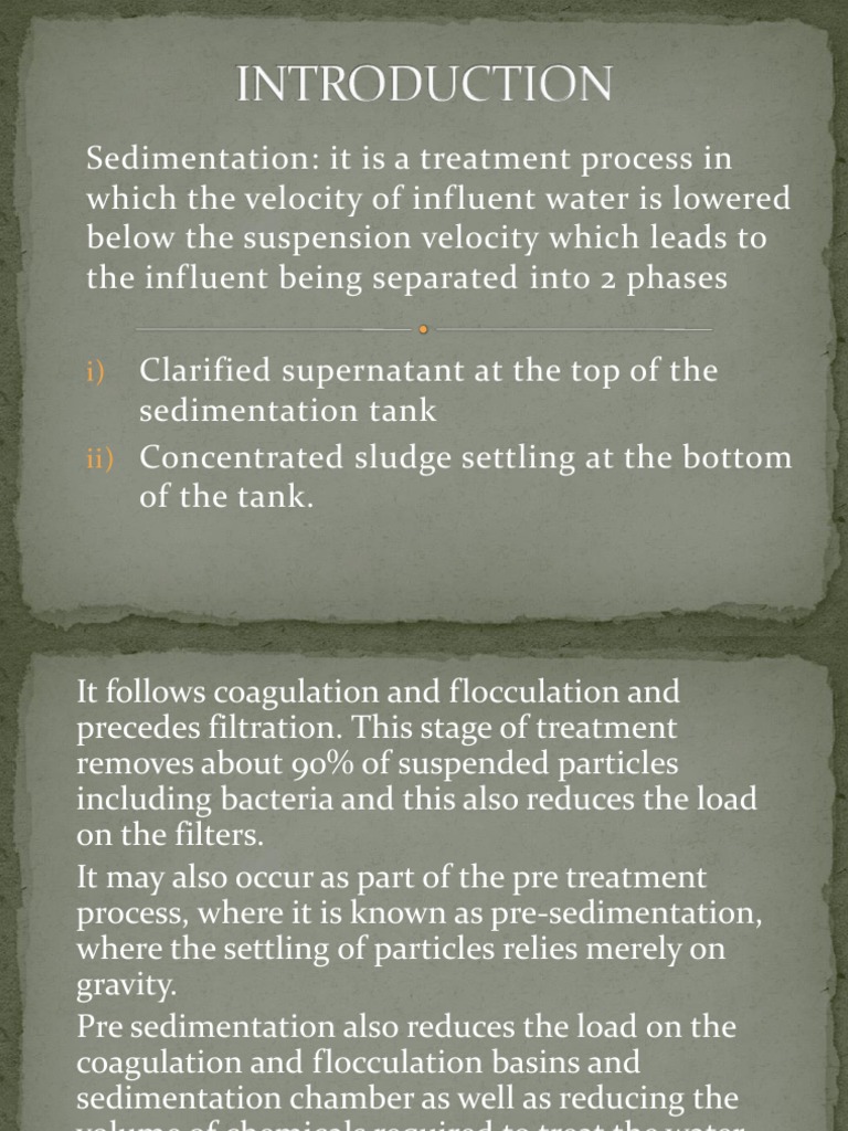 Sedimentation Presentation | PDF | Water Treatment | Chemistry
