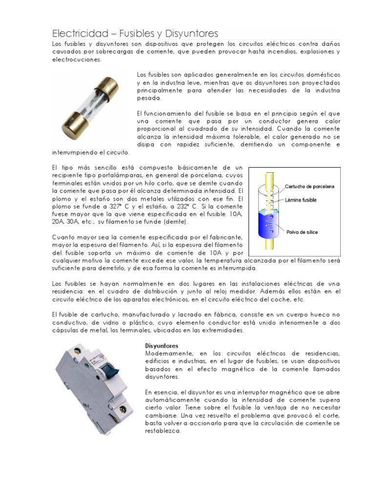 Fusibles | PDF | Fusible (Eléctrico) | Corriente eléctrica