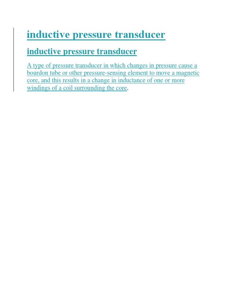 Inductive Pressure Transducer | PDF