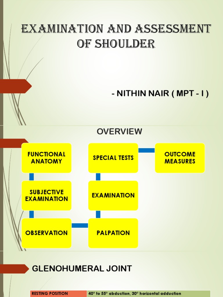 Comprehensive Shoulder Assessment Guide | PDF | Shoulder | Anatomical ...
