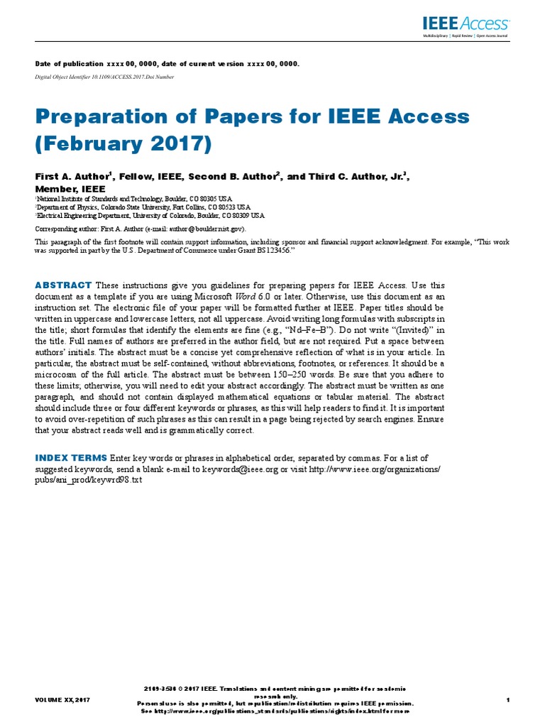 IEEE Access Template | PDF | Note (Typography) | Citation