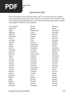 Strong Verb Subs For Said Cheat Sheet | PDF