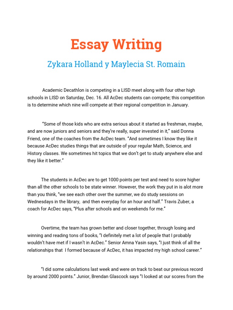 Acdec Writing Prompt | PDF