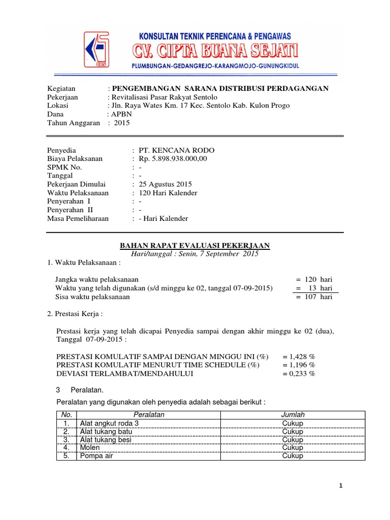 Contoh Bahan Rapat | PDF