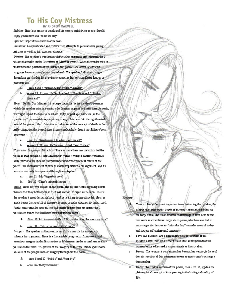 To His Coy Mistress | PDF | Metaphor | Poetry